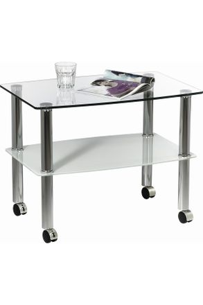 Xora Beistelltisch, Klar, Wei&szlig;, Metall, Glas, rechteckig, Rundrohr, 60x46x40 cm, Wohnzimmer, Wohnzimmertische, Beistelltische, Beistelltische Metall