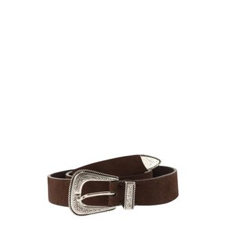 Brunello Cucinelli Ceinture en daim &agrave; boucle western - Homme - Accessoires - Brun - Taille: 110 CM