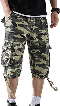 ORANDESIGNE Shorts Cargo Homme Rétro Baggy Pantacourt Casual Combat Pantalon Court Militaire Outdoor Bermudas Multi-Poches de Loisir Travail Sport Jogging Grande 