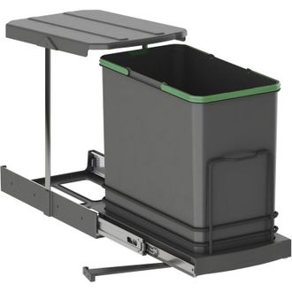 Emuca Recycle-K&uuml;chenrecyclingbeh&auml;lter, 24 l, Bodenbefestigung und Handauszug/automatische, Anthrazitgrauer Kunststoff - Emuca