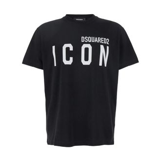 Dsquared2 Homme, Tops, Noir, Taille: XL T-shirt col rond noir avec logo
