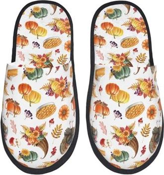 Generic Chaussons Femme Homme Impression De Thanksgiving Chausson Hommes Antidérapantes Doublées En Peluche Pantoufles DExtérieur, Pour Intérieur Extérieur, F