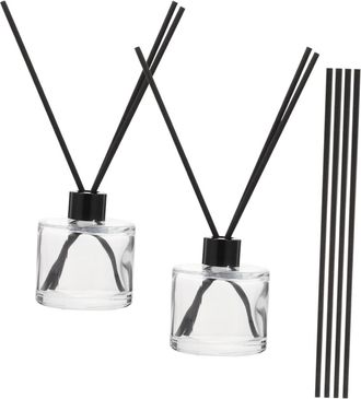 NUOBESTY Diffusorflasche Glas 50ml Quadratisch Nachfüllbar Aromatherapie Parfümflasche Transparent Robust Bruchfest Für Ätherische Öle Zuhause Auto