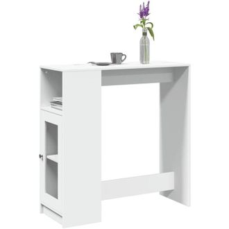 vidaXL Table de bar avec &eacute;tag&egrave;res blanc bois ding&eacute;nierie - Vidaxl
