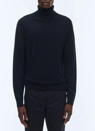 Fursac Pull col roul&eacute; bleu marine en laine m&eacute;rinos - Taille XXL - Homme