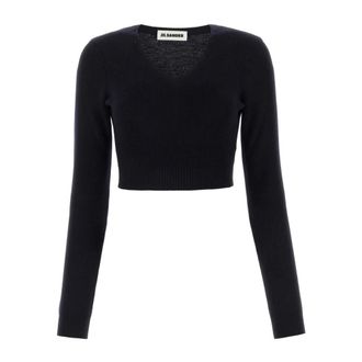 Jil Sander Femme, Pulls, Bleu, Taille: 38 FR Pull en laine bleu nuit