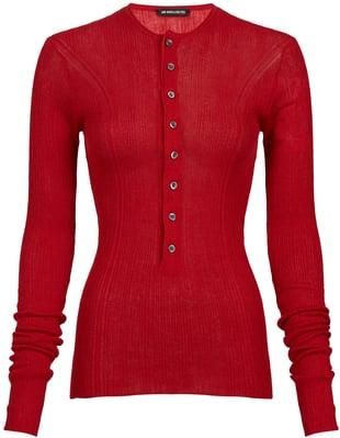 Ann Demeulemeester T-shirt c&ocirc;tel&eacute; Serafino en coton m&eacute;lang&eacute;