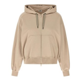 Brunello Cucinelli Leichter Hoodie aus Stretch-Baumwolle - - Sweatshirts & Hoodies - Damen - Beige - L