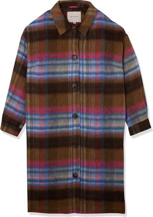 Only Carmakoma Womens CARDENISE NAJA Check Wool Shacket OTW Mantel, Beetroot Purple/Checks:Victoria Blue, L-50/52