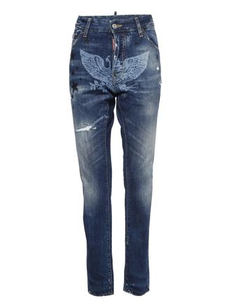 Dsquared2 jean droit à effet usé - Bleu