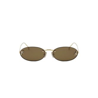 Fendi First Crystal Oval Sonnenbrille - - Accessories - unisex - Gelb - 54 MM