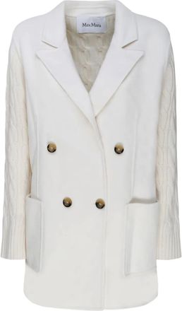 Max Mara Doppelreihiger Dalida Mantel mit Zopfmuster - Wei&szlig;