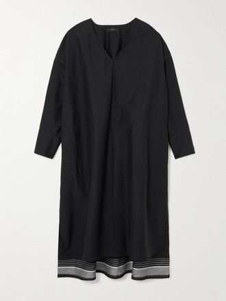 Joseph Dalamo Midikleid Aus Einer Baumwollmischung Mit Stickereien - Schwarz