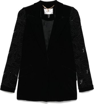 Nissa Blazer mit Blumenstickerei - Schwarz