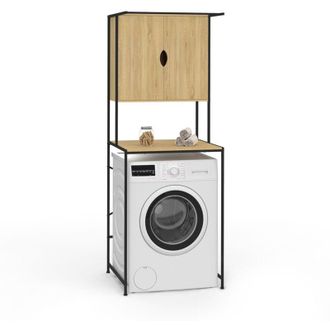 IDMarket Waschmaschinenoberschrank mit Schrank DETROIT Industriedesign