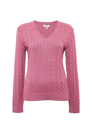 Mavi Strickpullover Eleganter Zopfstrick mit zeitlosem f&uuml;r Damen (1-tlg) Normal Fit V-Ausschnitt Langarm Einfarbig atmungsaktiv