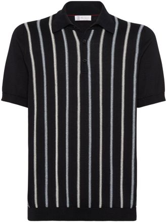 Brunello Cucinelli pull ray&eacute; &agrave; col polo - Noir
