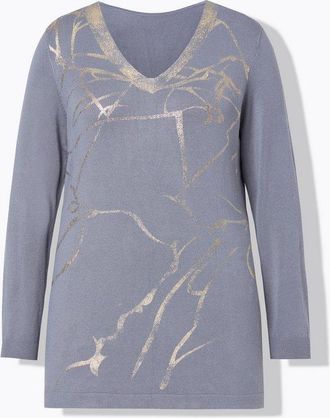 Miamoda Strickpullover Pullover A-Linie Metallic-Marmormuster
