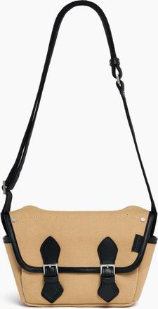 Le Tanneur Petit sac bandouli&egrave;re Solveig en toile coton et cuir lisse