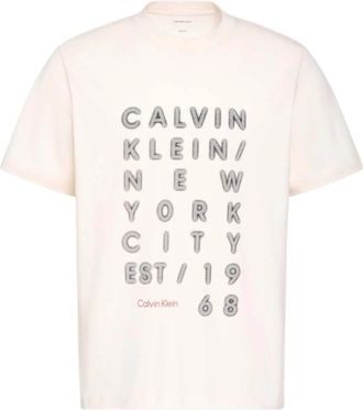 Calvin Klein Jeans 20s Lights Grap Casual T-shirt - - Tops - Herren - Beige - M