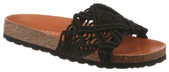 Verbenas Pantoffel VERBENAS Raga Knots Digital, Damen, Gr. 36, schwarz, Textil, geflochten, Schuhe, Sommerschuh, Pool Slides, Flat in geh&auml;keltem Look