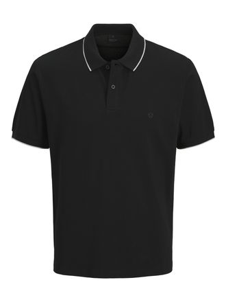 Jack & Jones Poloshirt JACK & JONES JPRBLAWESTON SS POLO, Herren, Gr. L, schwarz detail:contrast, Jersey, Obermaterial: 100% Baumwolle, unifarben, regular fit norm
