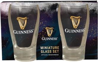 Guinness Lot de 2 verres miniatures avec motif harpe