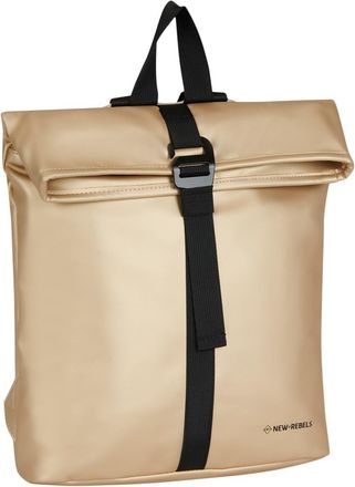 New Rebels Mart Los Angeles Wasserabweisender Rucksack - 7l Rolltop - Modische Tasche F&uuml;r Jedes Abenteuer - Wasserabweisender Rucksack Unisex - Metallic Gold