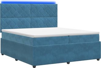 vidaXL Letto Box Spring Led Con Materasso Blu 200 X 200 Cm Velluto Vidaxl