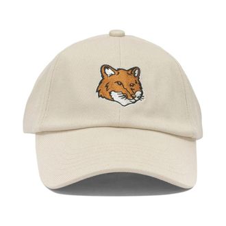 Maison Kitsun&eacute; Fox Head Cap - - Accessories - Damen - Beige - ONE SIZE