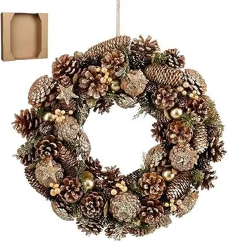 Mica Mica Decorations Brant Weihnachtskranz mit Tannenzapfen - H9 x Ø45 cm - Braun
