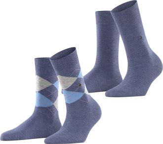 Burlington Damen Socken Everyday Mix Multipack W So Baumwolle gemustert 2 Paar, Blau Light Denim 6660, 36-41