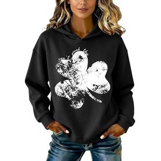 Generic HUIFUAO Sweat &agrave; capuche pour femme avec tr&egrave;fle amusant pour femme Costume irlandais de St Paddys Day Vert Irlande Tr&egrave;fle Chemise Vacances Haut &agrave; manch