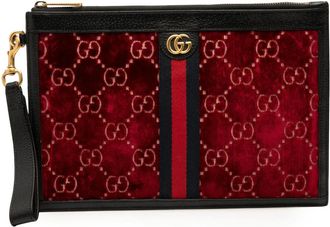 Gucci Clutches - GG Velvet Ophidia Clutch Bag - Gr. unisize - in Rot - f&uuml;r Damen