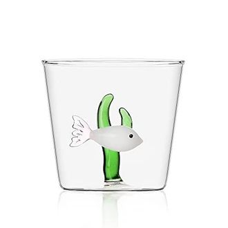 Ichendorf Milano 0.09352057 Tumbler Avec Poisson Blanc/Algue Vert Collection Marine Garden