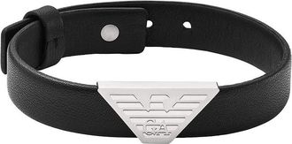 Emporio Armani Herrenarmband Logoplakette Leder schwarz, EGS2985040