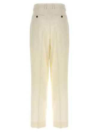 Ami Pleated Wool Trousers - Cream