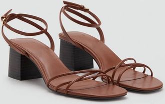 Mango Sandales talon &agrave; brides marron moyen - Femme - 35 - MANGO