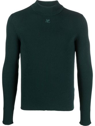 Courrèges pull en maille nervurée - Vert