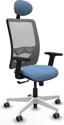 Piqueras y Crespo B&uuml;rostuhl Zulema blau mit 2D-Armen, h&ouml;henverstellbarer Lendenwirbelst&uuml;tze und festem Kopfteil, ausgestattet mit Sincro 3-Positionen und Schneideschaum