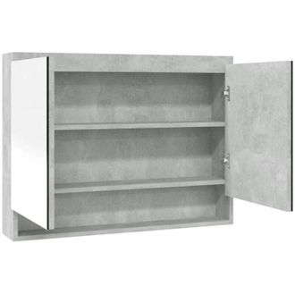 vidaXL Spiegelschrank f&uuml;rs Bad 80x15x60 cm MDF Betongrau vidaXL