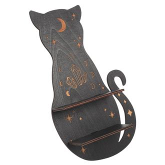 DOITOOL Schwebendes Katzenregal aus Holz Wandmontiertes Aufbewahrungsregal Vintage Minimalistisches Wandregal für Bücher Dekoration und Alltagsgegenstände Mod