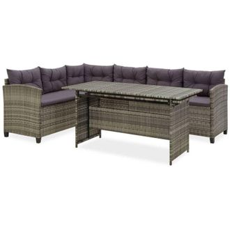 vidaXL Vidaxl - Salon de jardin 2 pcs avec coussins R&eacute;sine tress&eacute;e Gris