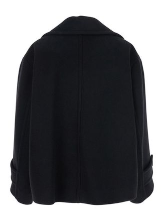 Chlo&eacute; Womens Jacket Double-Breasted Wool-Blend Black Wool Blend Coat