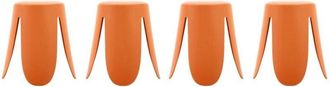Sweeek Sweeek - Set de 4 tabourets empilables simili cuir orange, Niki Ø30 / 44 x H46cm