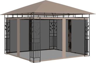 vidaXL Vidaxl - Belv&eacute;d&egrave;re avec moustiquaire 3x3x2,73 m Taupe 180 g/m&sup2;