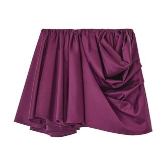 Ganni Femme, Jupes, Rouge, Taille: 40 FR Draped Satin Mini Skirt