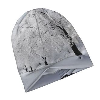Generic Chapeau Tricoté Arbre Blanc Enneigé Bonnet en Tricot Thermique Coupe-Vent Bonnet Hiver pour Sport Homme Conduite