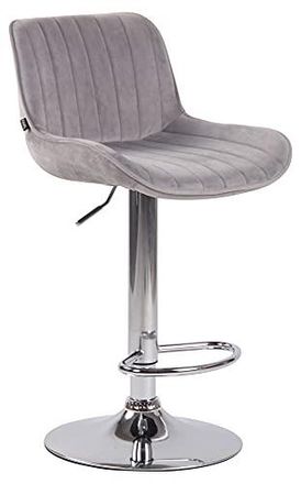 Clp Tabouret De Bar Lentini en Velours I Chaise Haute De Bistrot avec Repose-Pieds Hauteur R&eacute;glable Pivotant I Si&egrave;ge Matelass&eacute;, Couleur:Gris, Couleur du C