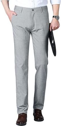 Generic Pantalon habill&eacute; confortable et dissimul&eacute; &agrave; taille extensible pour homme - Jambe droite - Pantalon fin d&eacute;t&eacute; pour homme - Coupe r&eacute;guli&egrave;re, gris, 48